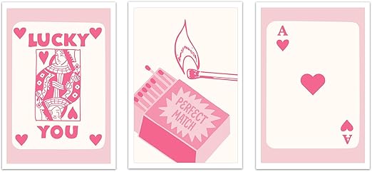 Amazon.com: Vintage Pink Poker Posters Set of 3 for Room Aesthetic ...