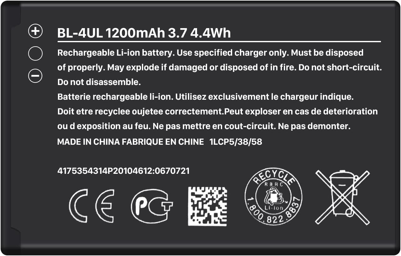 TQTHL 3.7V Li-Ion 1200mAh BL-4UL Akku kompatibel mit Handy Smartphone Telefon Ersatz für Nokia ...