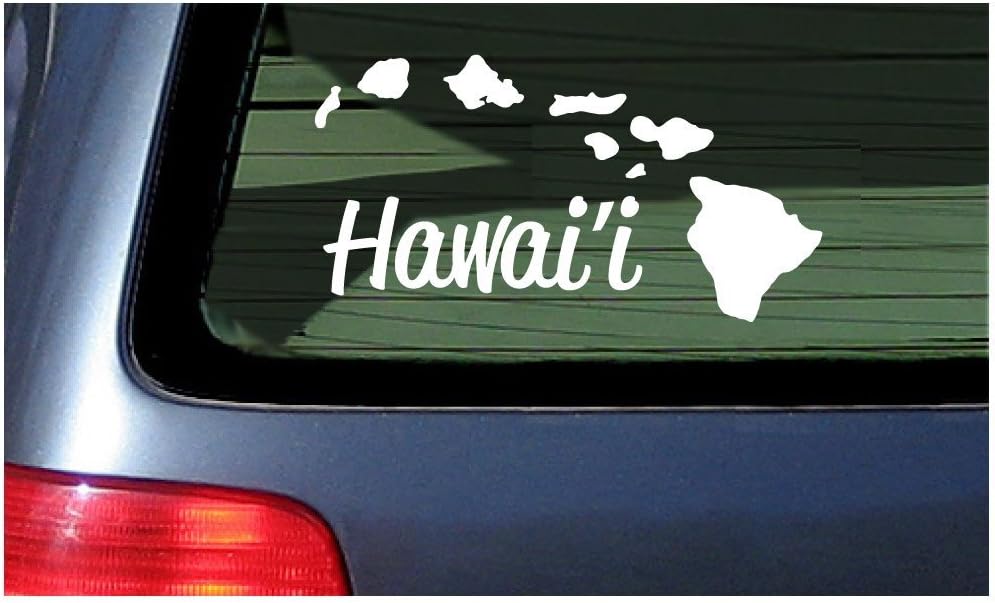Amazon.com - Hawaiian Island Chain Vinyl Sticker - White - Bumper Stickers