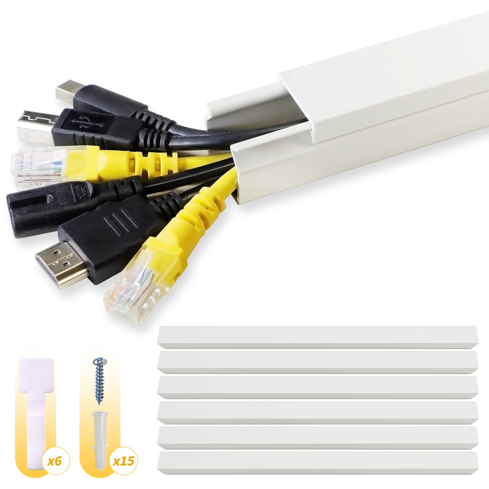 Amazon.com: RJYKVS Cord Hider 95'' Cable Raceway Kit Large Cable ...