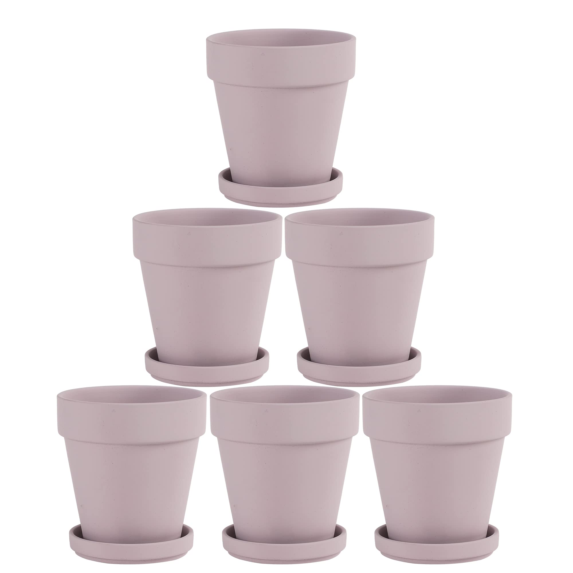 Amazon.com: Pink Terra Cotta Pots with Saucer- 6-Pack Small Terracotta ...