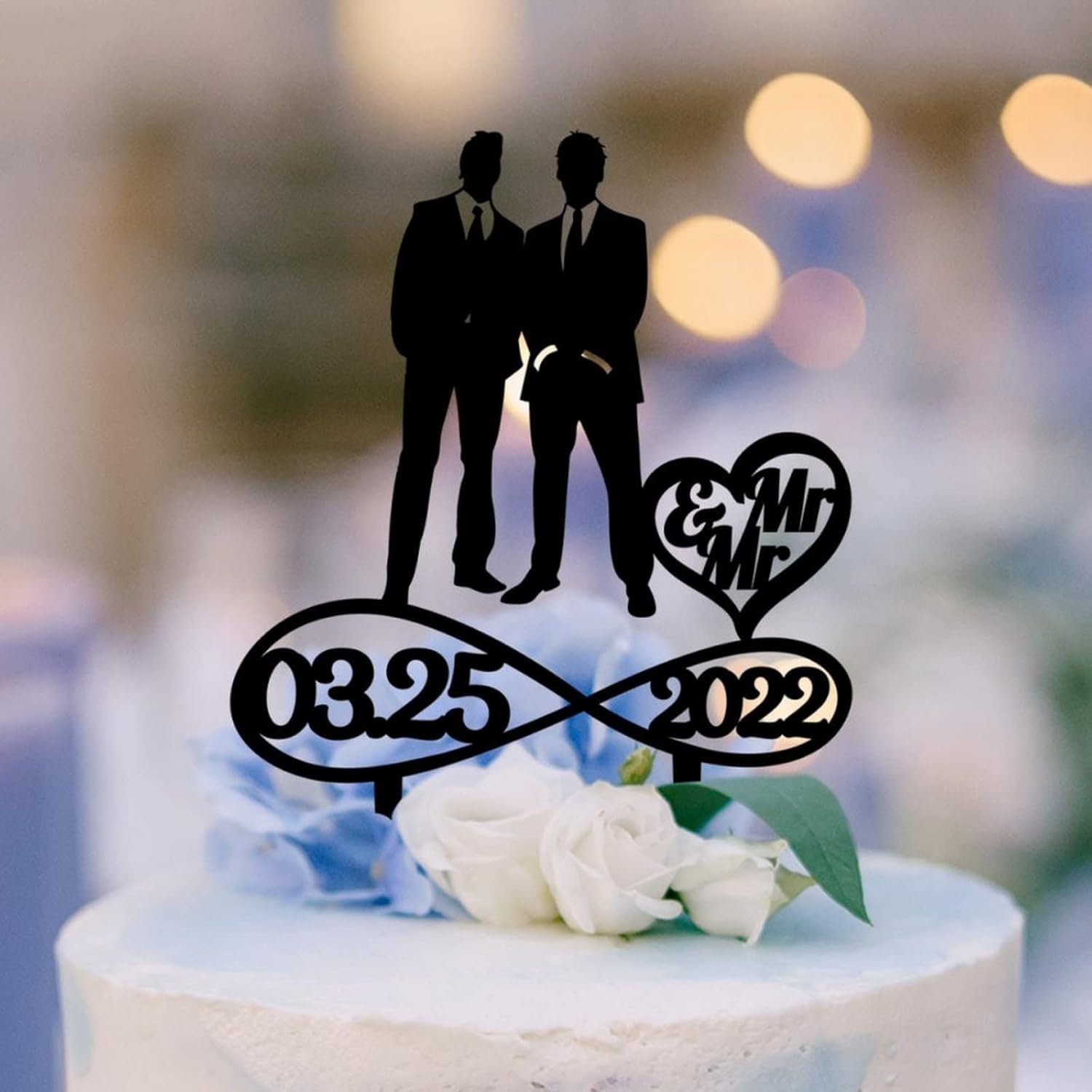 Amazon.com: Mr and Mr Wedding Cake Topper With Custom Name Homosexual ...