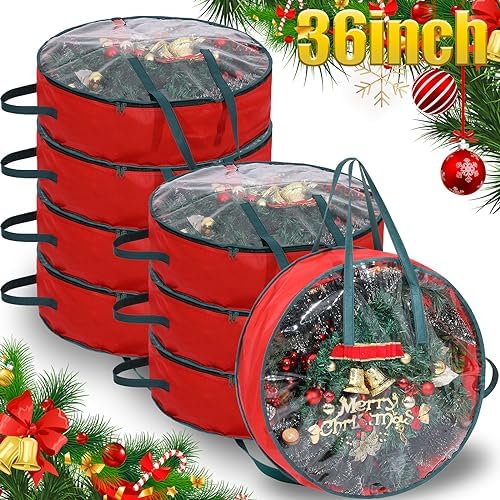 Amazon.com: Aliceset 9 Pcs Christmas Wreath Storage Container 30 Inch ...
