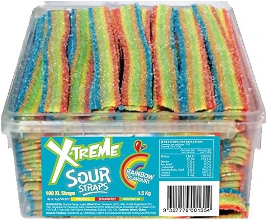 Universal Candy Xtreme XL Rainbow Flavour Sour Straps 1.5 kg : Amazon ...