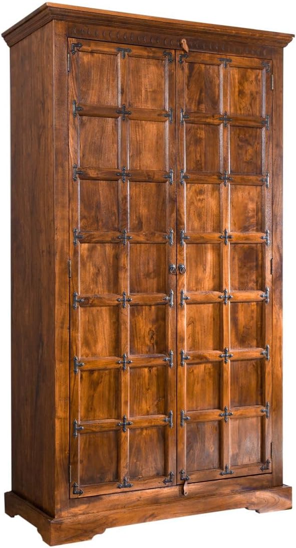 MASSIVMOEBEL24.DE Armoire - Bois Massif d'acacia laqué (Miel) - Style ...