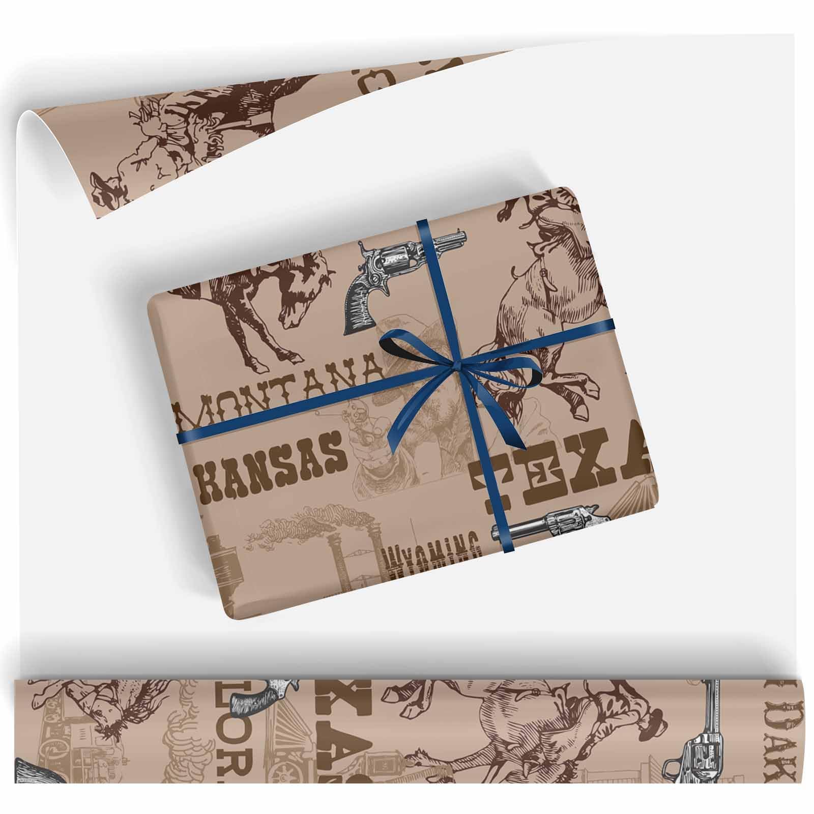 Amazon.com: Christmas Horse Wrapping Paper Western Cowboy Wrapping ...