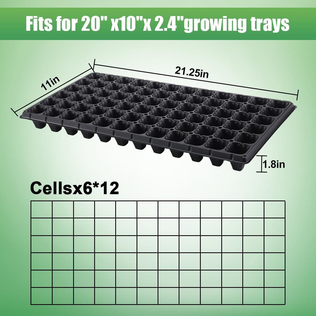 Apipi 15 Pcs 72 Cell Seed Starter Tray - Reusable Seed Growing Starting ...