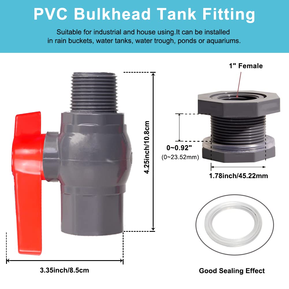 Snapklik.com : Ququyi 1 Inch PVC Rain Barrel Valve Spigot Kit