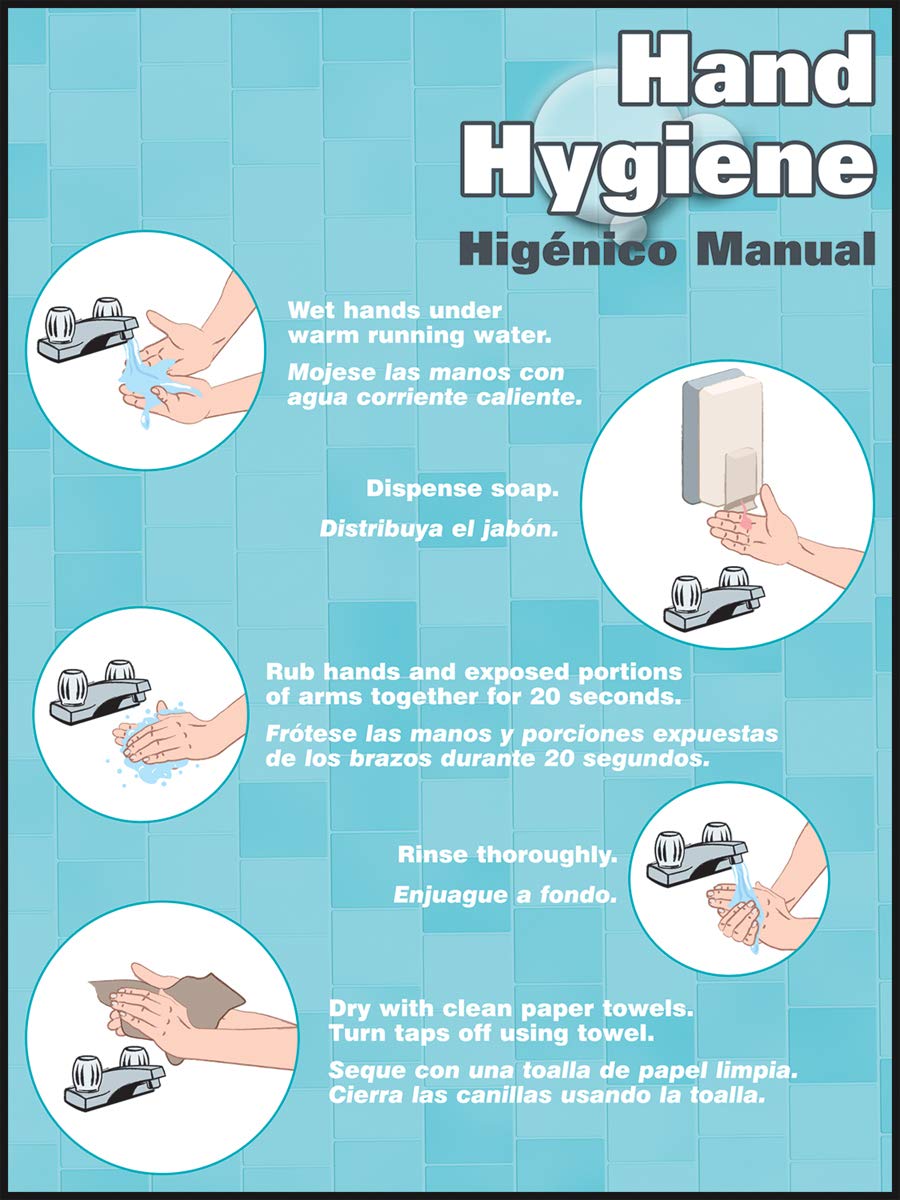 Accuform Safety Posters: English/Spanish Hand Hygiene Laminated Poster ...