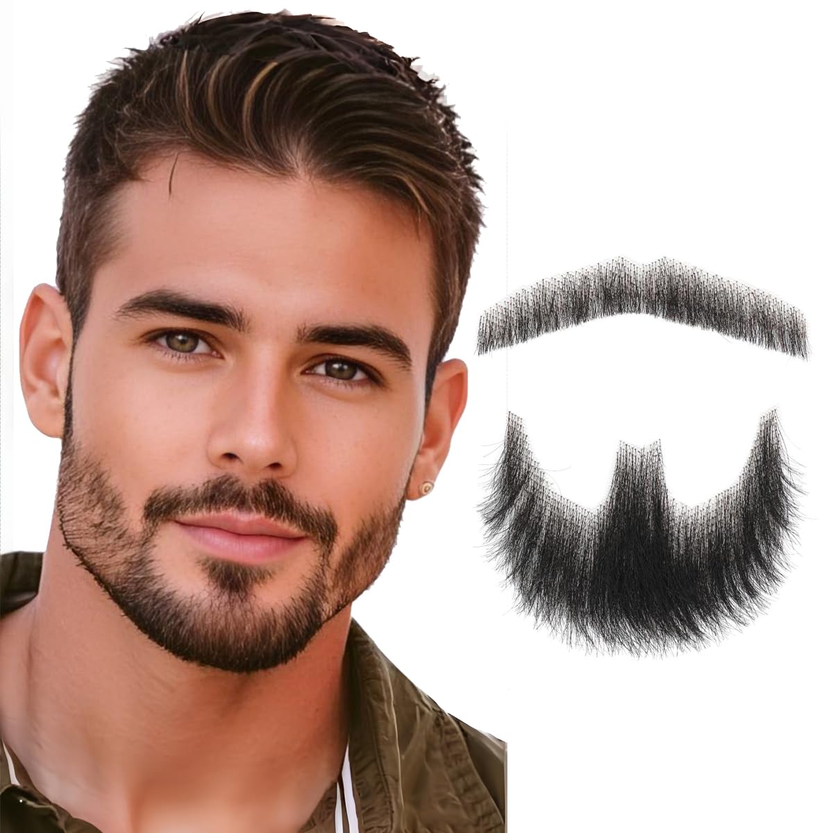 Amazon.com: ALIGEGOUS Fake Beard Realistic 100% Human Hair Full Hand ...