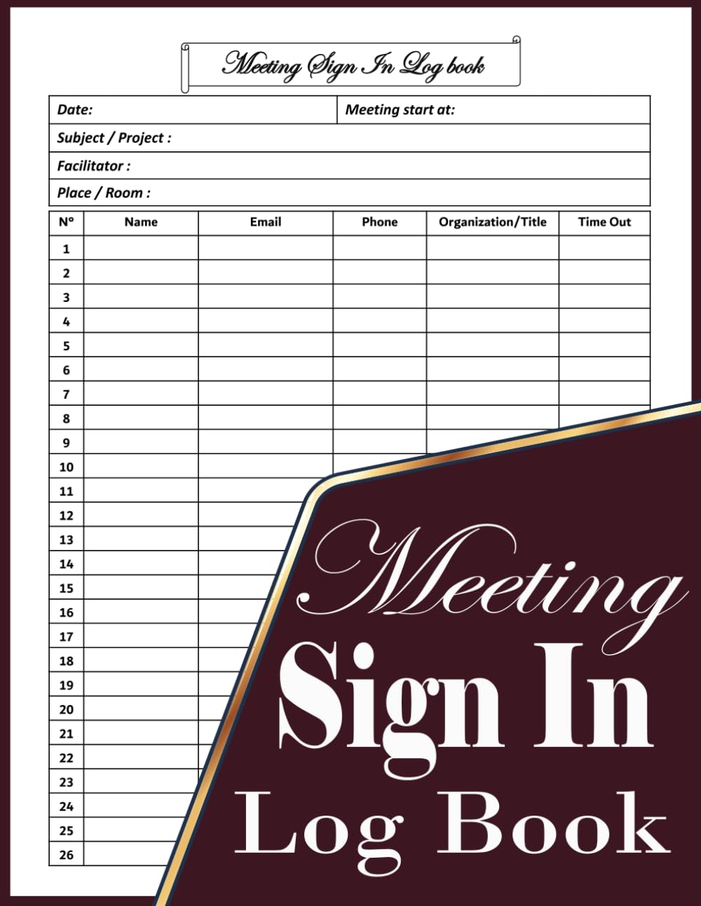 Meeting Sign In Log book: Track Meeting with Sign-In Sheets ...