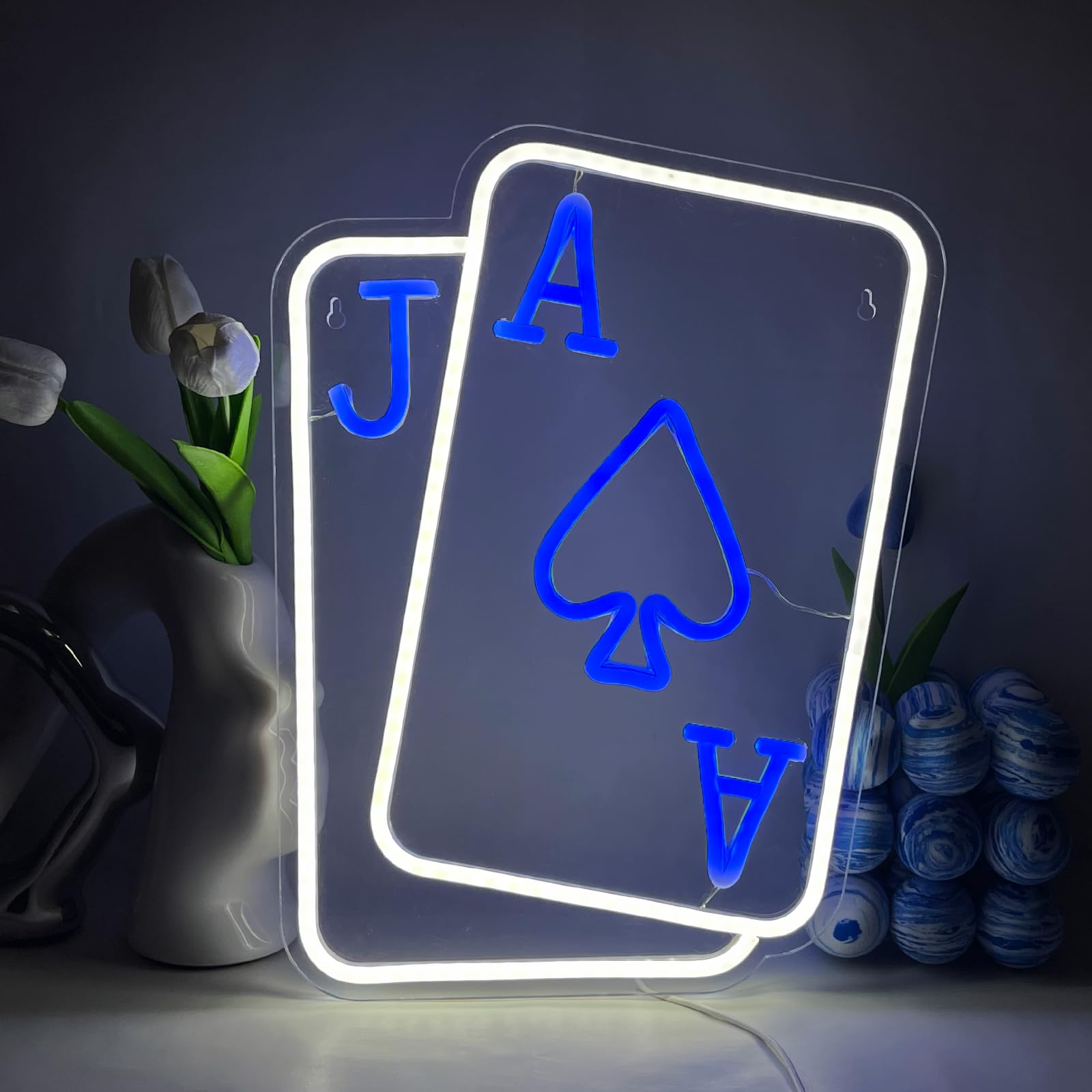 Amazon.com: YUEYYNS Playing Cards Neon Sign Poker LED Neon Signs Neon ...