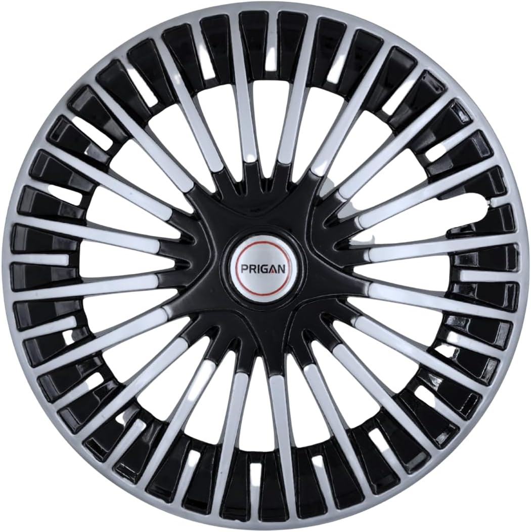 PRIGAN 15 Inch Universal Black Silver Wheel Cover/Cap for All 15 Inch ...