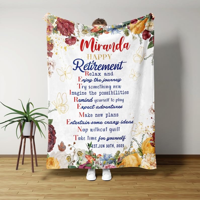 Amazon.com: Happy Retirement Blanket, Best Retirement Gifts Ideas ...