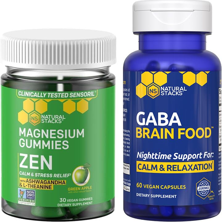 Amazon.com: NATURAL STACKS GABA Brain Food + Zen Magnesium Gummies ...