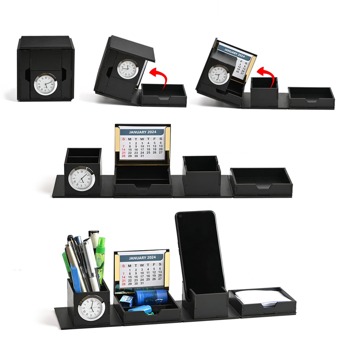 Gift Kya De Wood Desk Organizer Stylish Foldable All In One Cube Box ...