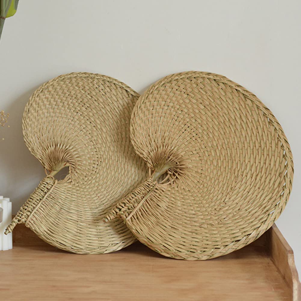 Amazon.com: Ykybhx 2PCS Summer Natural Bamboo Raffia Hand Weaving Fan ...