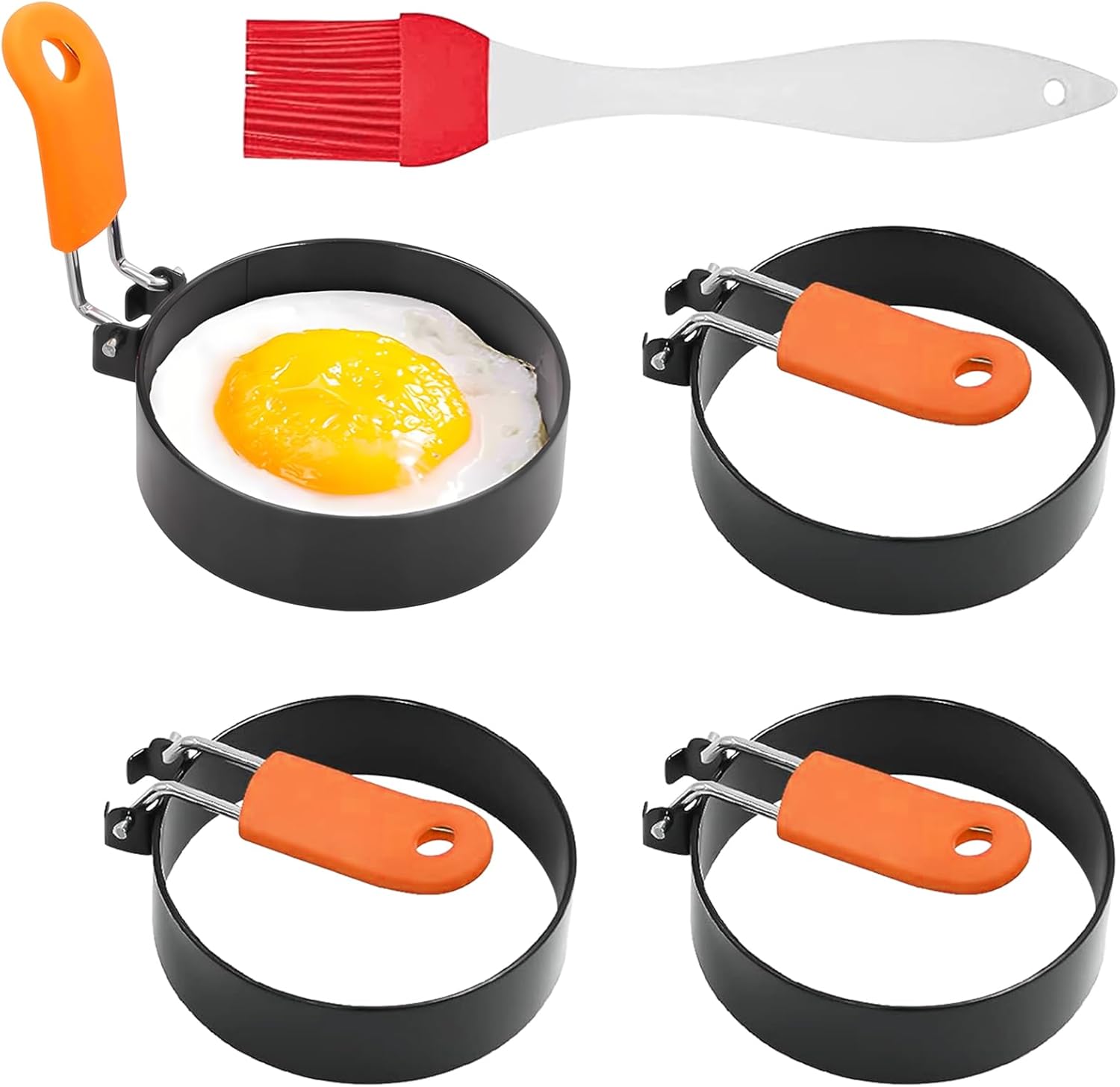 Skibetfo 4pcs Stainless Steel Egg Rings Non Stick for Frying,Round Egg ...