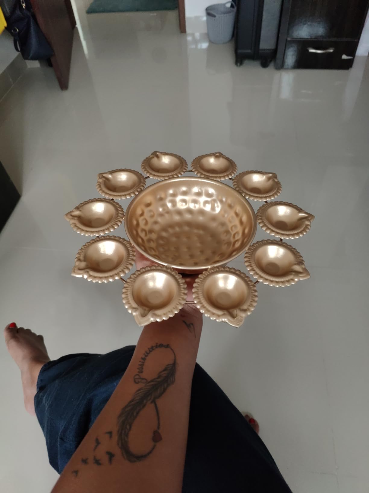 Buy R Ayurveda Copper Decorative Metal Diya Traditional Diya Urli ...
