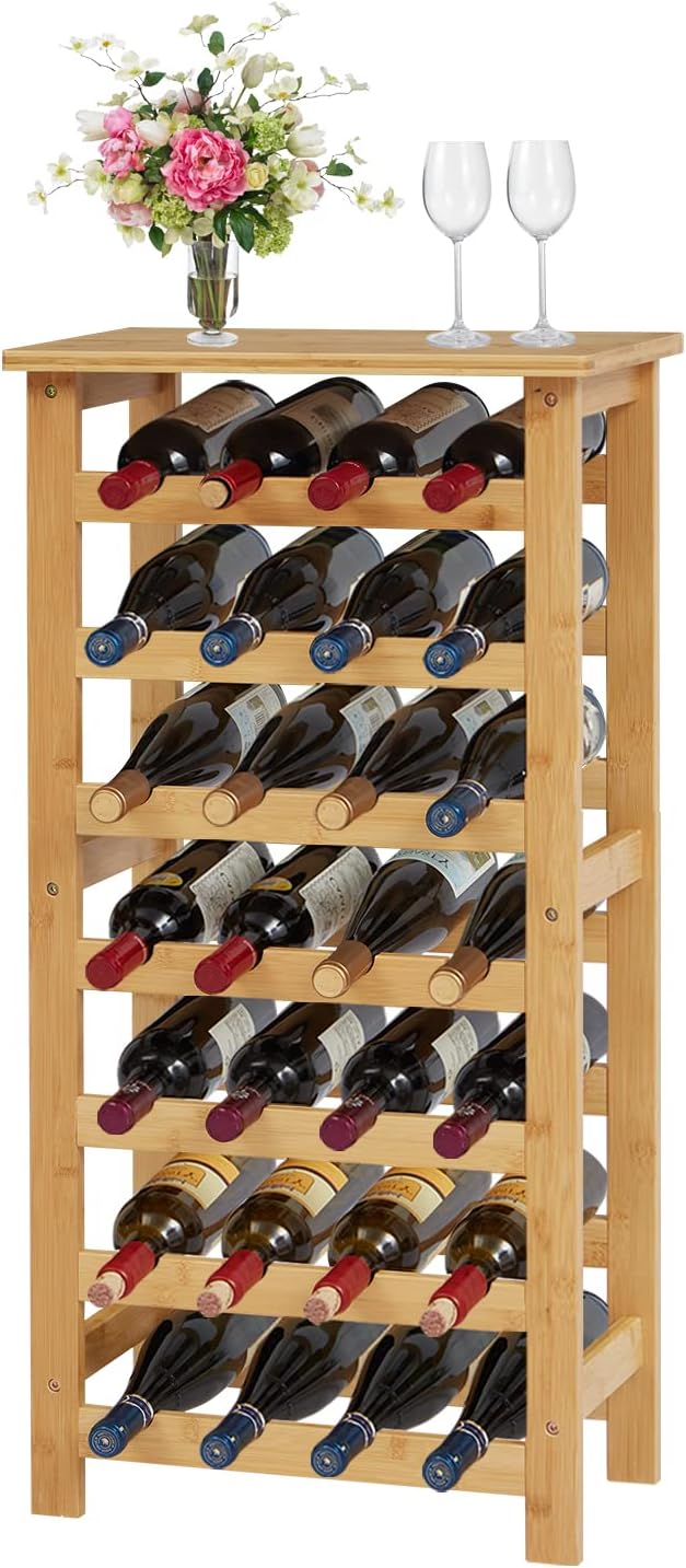 Amazon.com: ide·o 7-Tier Bamboo Wine Rack - 28 Bottles Standing Storage ...