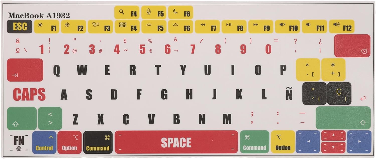 Amazon.com: kwmobile QWERTY ES Spanish Keyboard Stickers Compatible ...