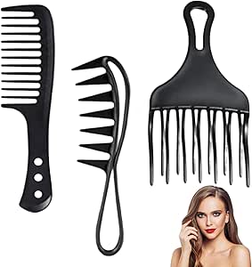 3pcs Wide Tooth Comb,Large Tooth Combs Wide Tooth Curl Comb Shark Teeth ...