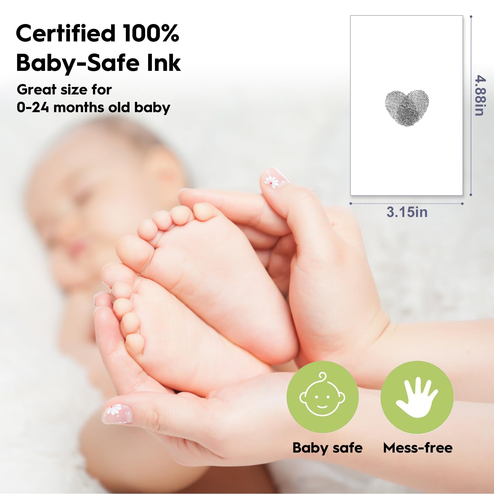 TATUNER Baby Hand and Footprint Kit Inkless – Mess Free Ink Pad, Paw ...