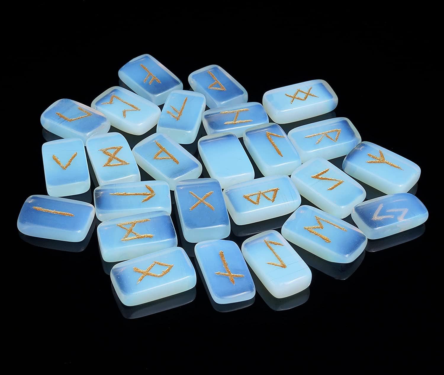 Amazon.com: Opalite Rune Stones Set with Elder Futhark Engraved Runic ...