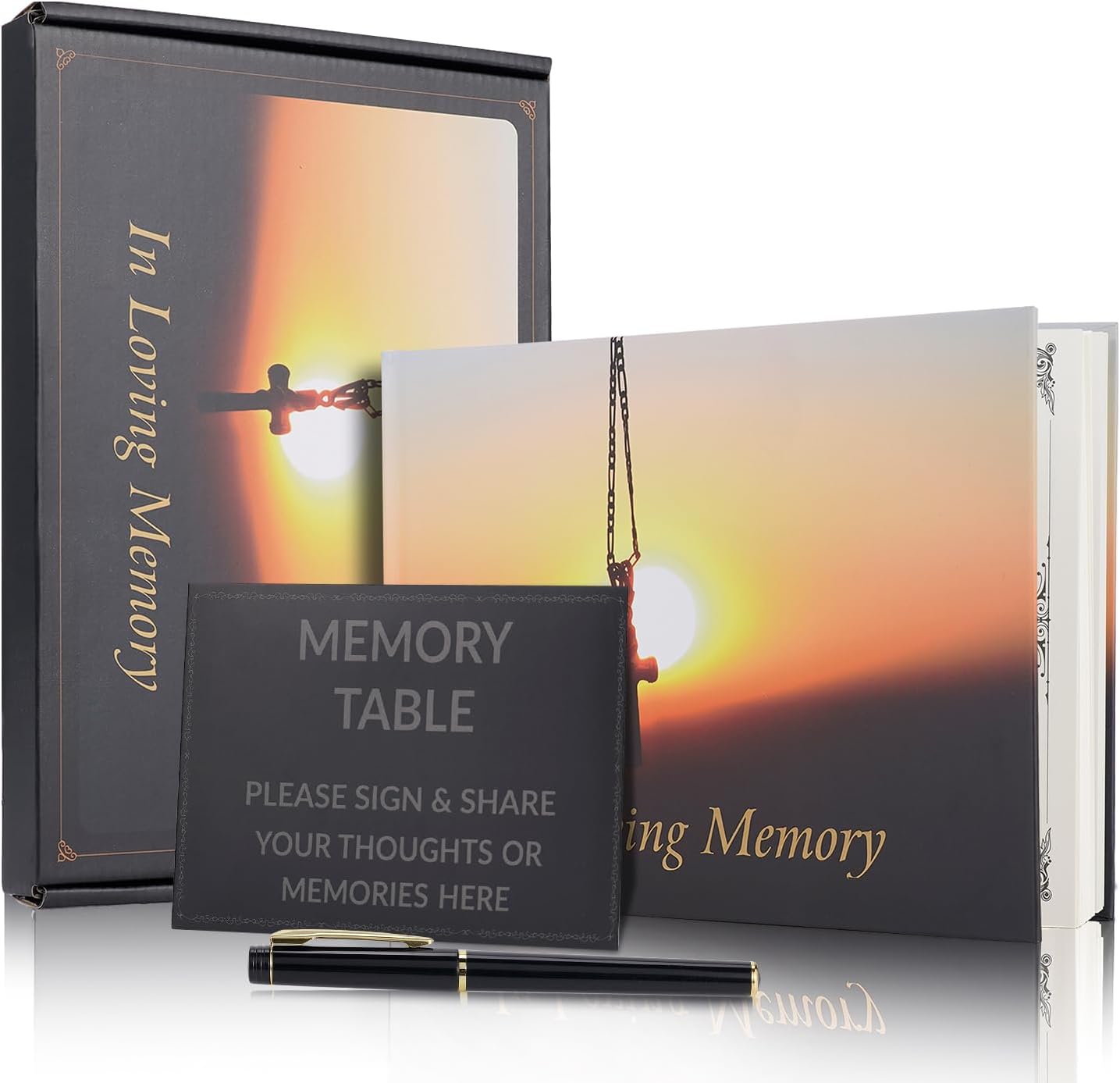 Personalised Funeral Memory Book & Table Sign - Condolence Book ...