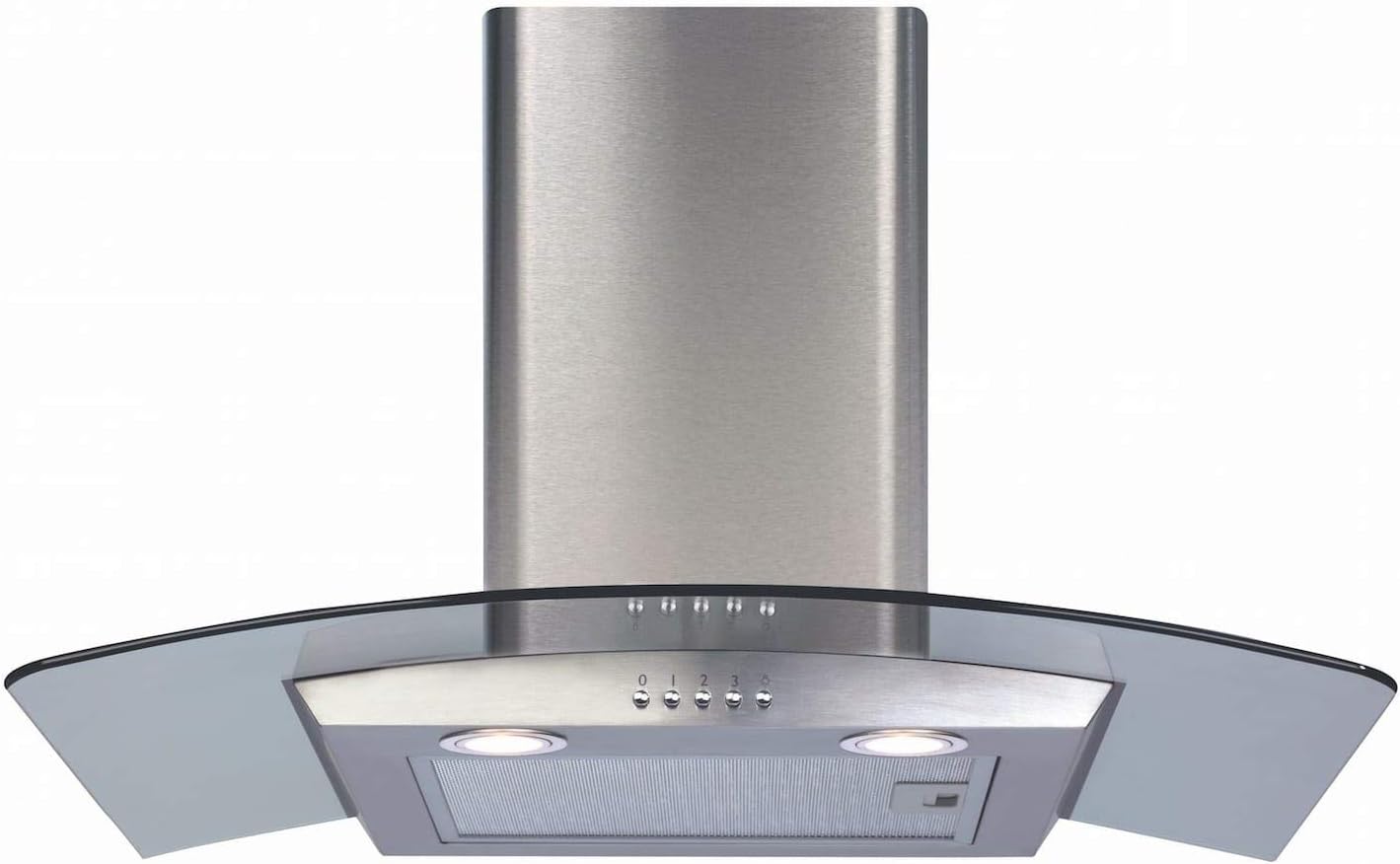 SIA CGH80SS 80cm Stainless Steel Curved Glass Cooker Hood Extractor Fan ...