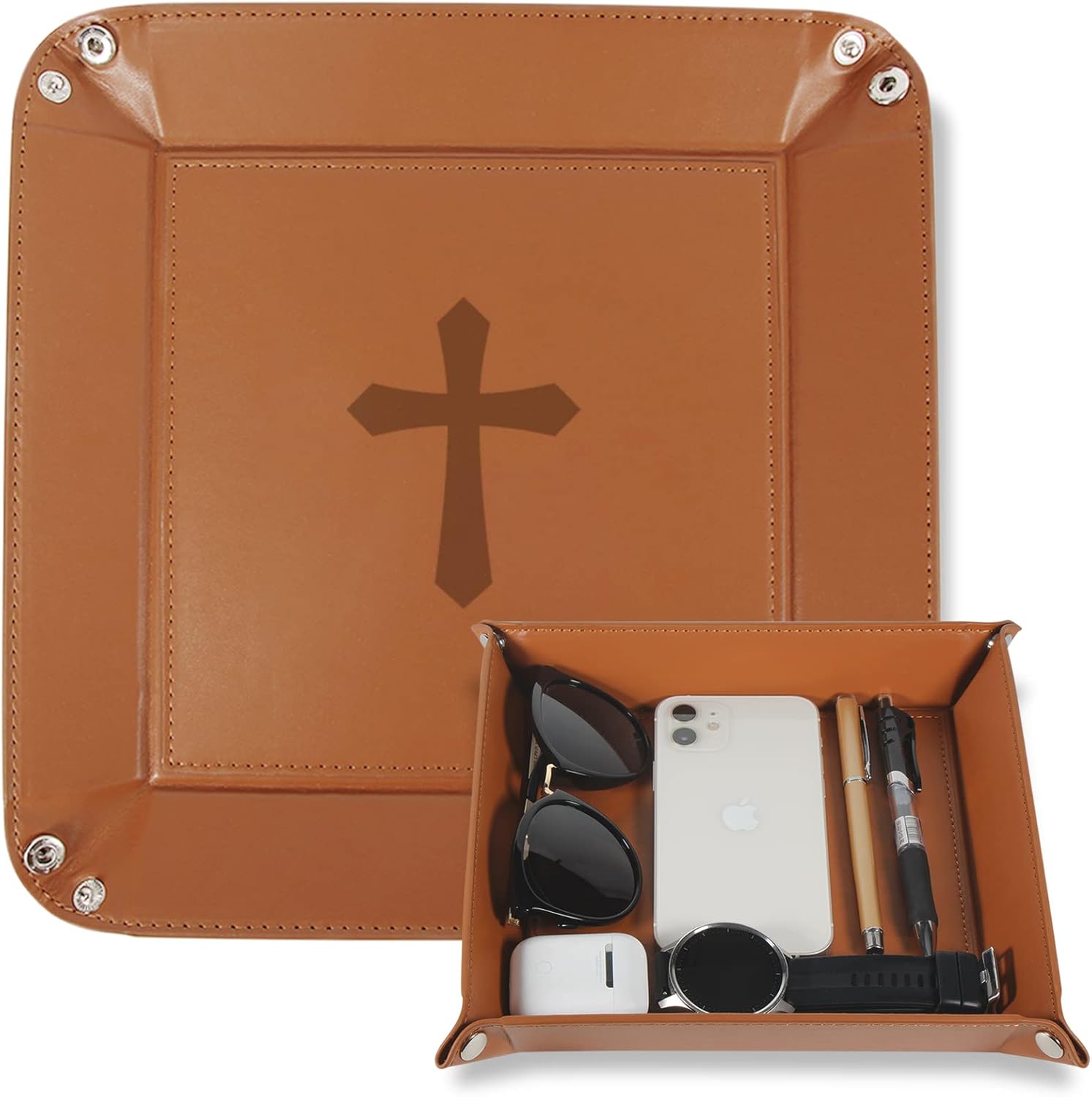 Amazon.com: ART-GIFTREE Christian Gifts for Men - Leather Valet Tray ...