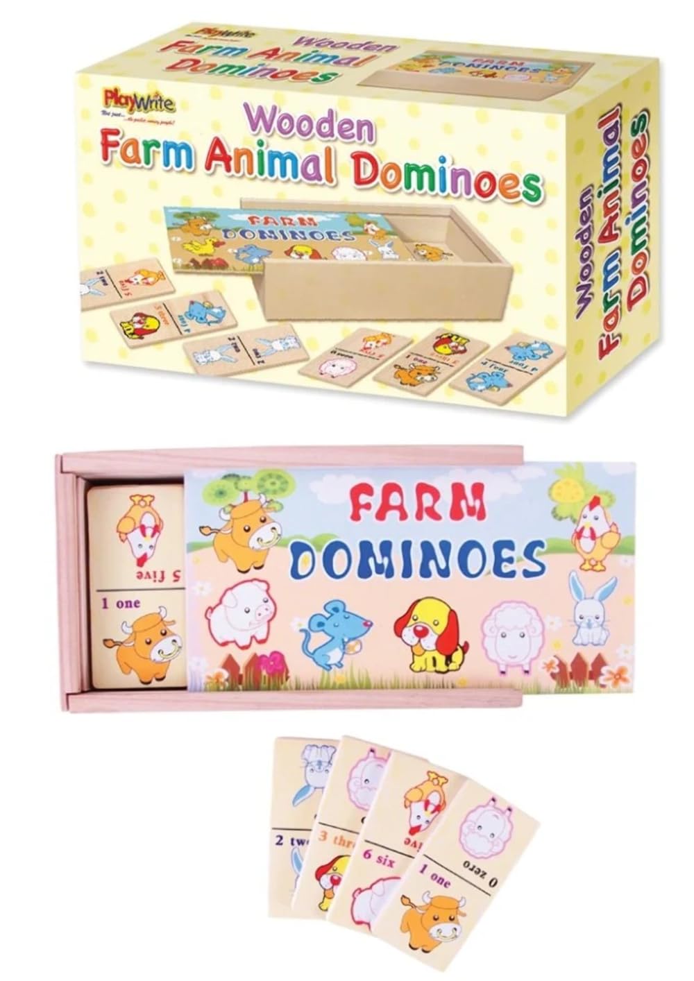 Playwrite Wooden Farm Animal Dominoes : Amazon.co.uk: Toys & Games