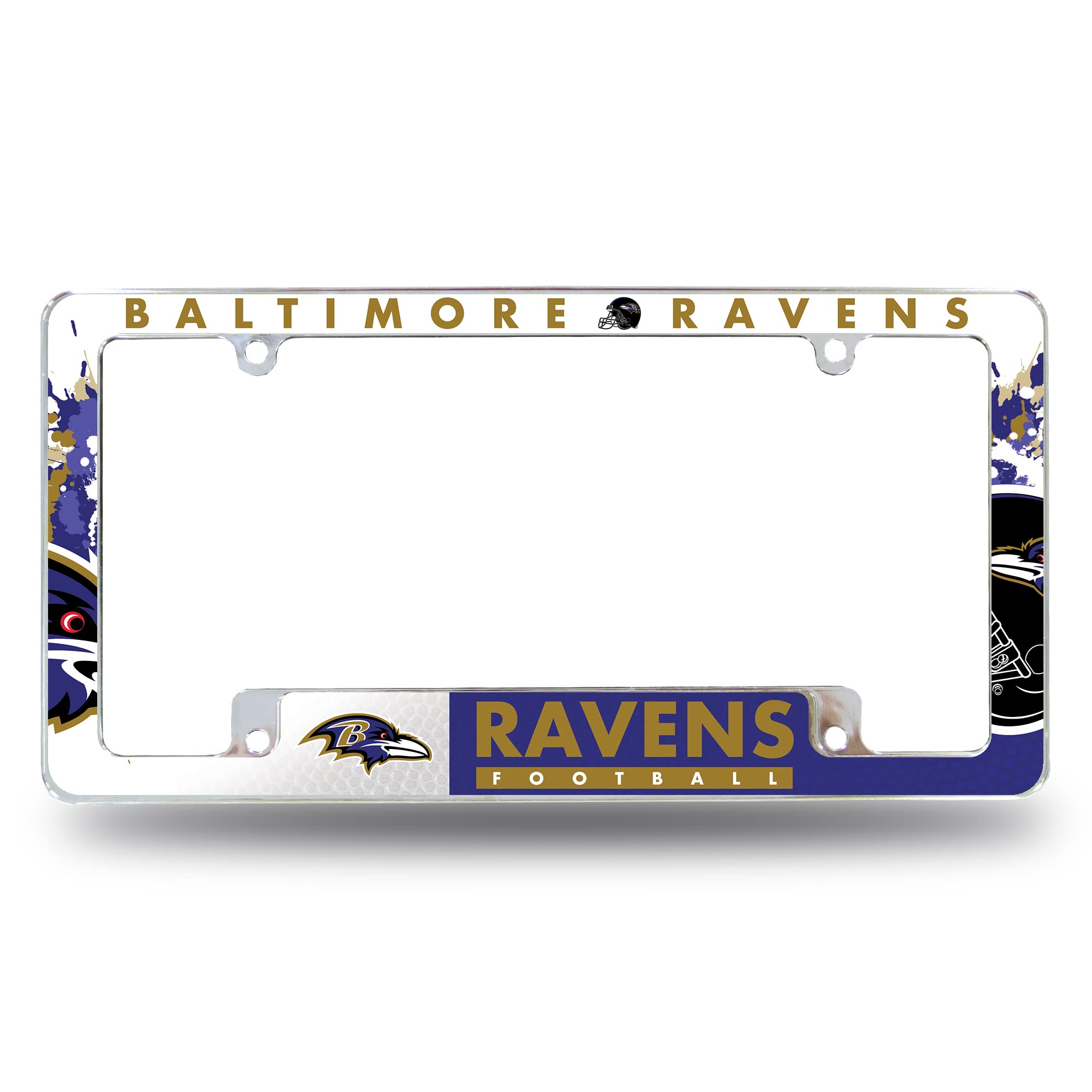 Snapklik.com : NFL Baltimore Ravens Primary 12" X 6" Chrome All Over ...
