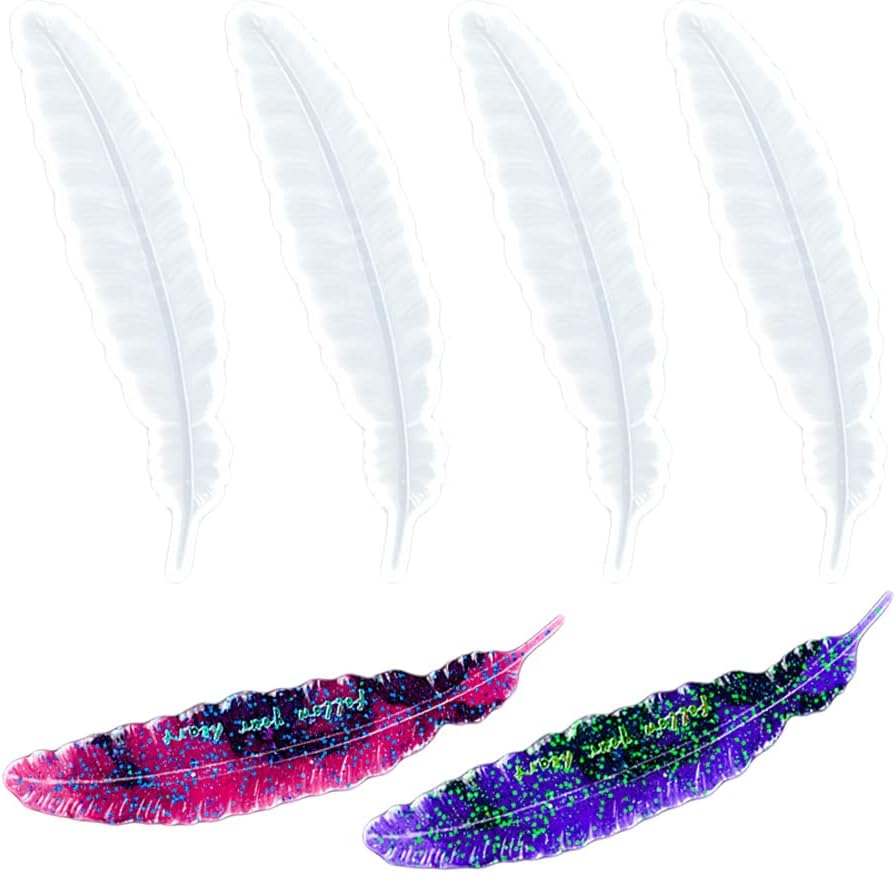 Amazon.com: Nifocc 4 Pcs Feather Bookmark Resin Molds - Silicone Craft ...