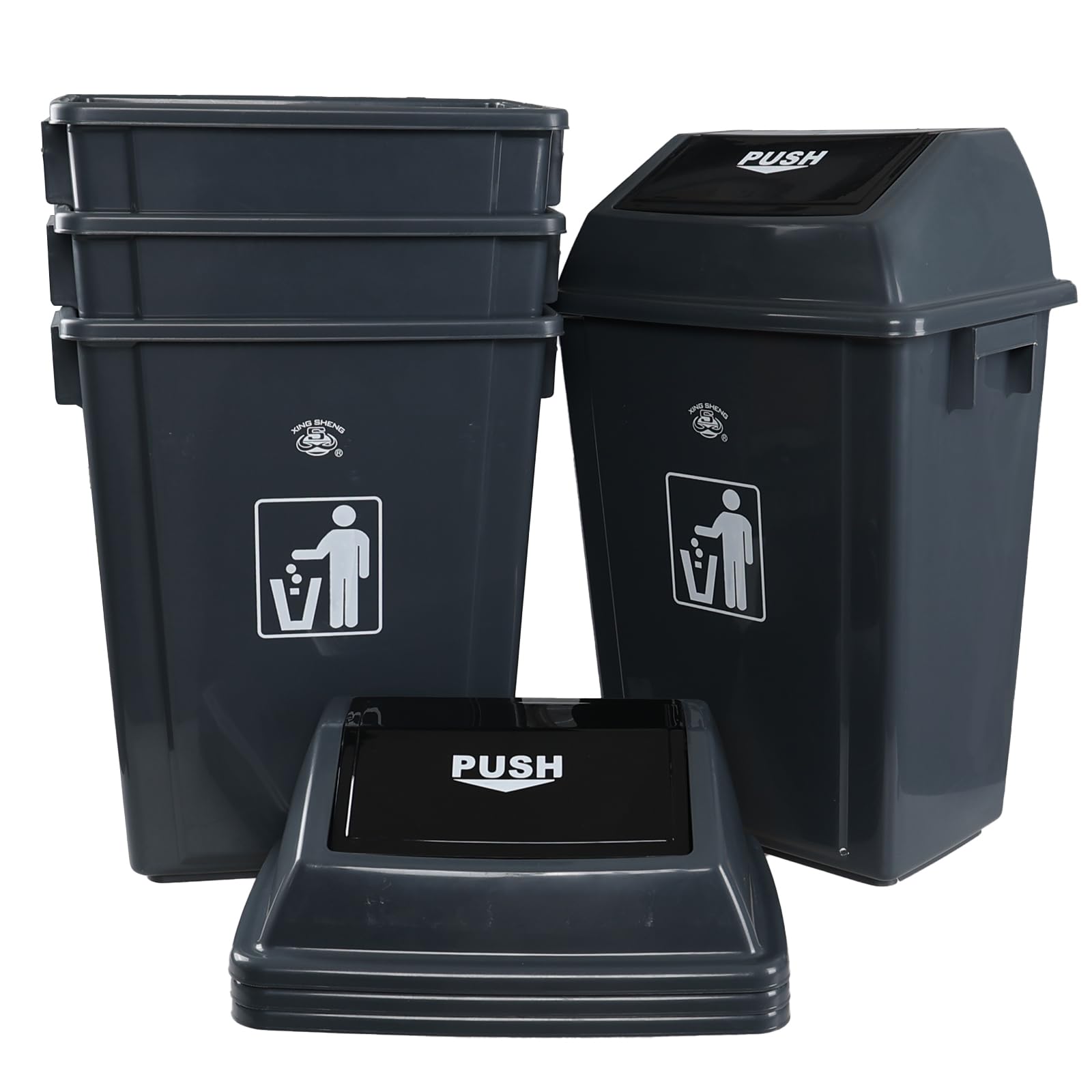 Amazon.com: Yarebest 4-Pack 13 Gallon Plastic Trash Cans with Lids ...