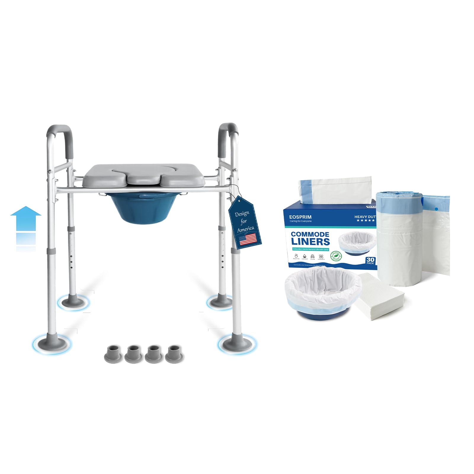 Amazon.com: Eosprim Bedside Commode Extra-Wide Seat & Bedside Commode ...