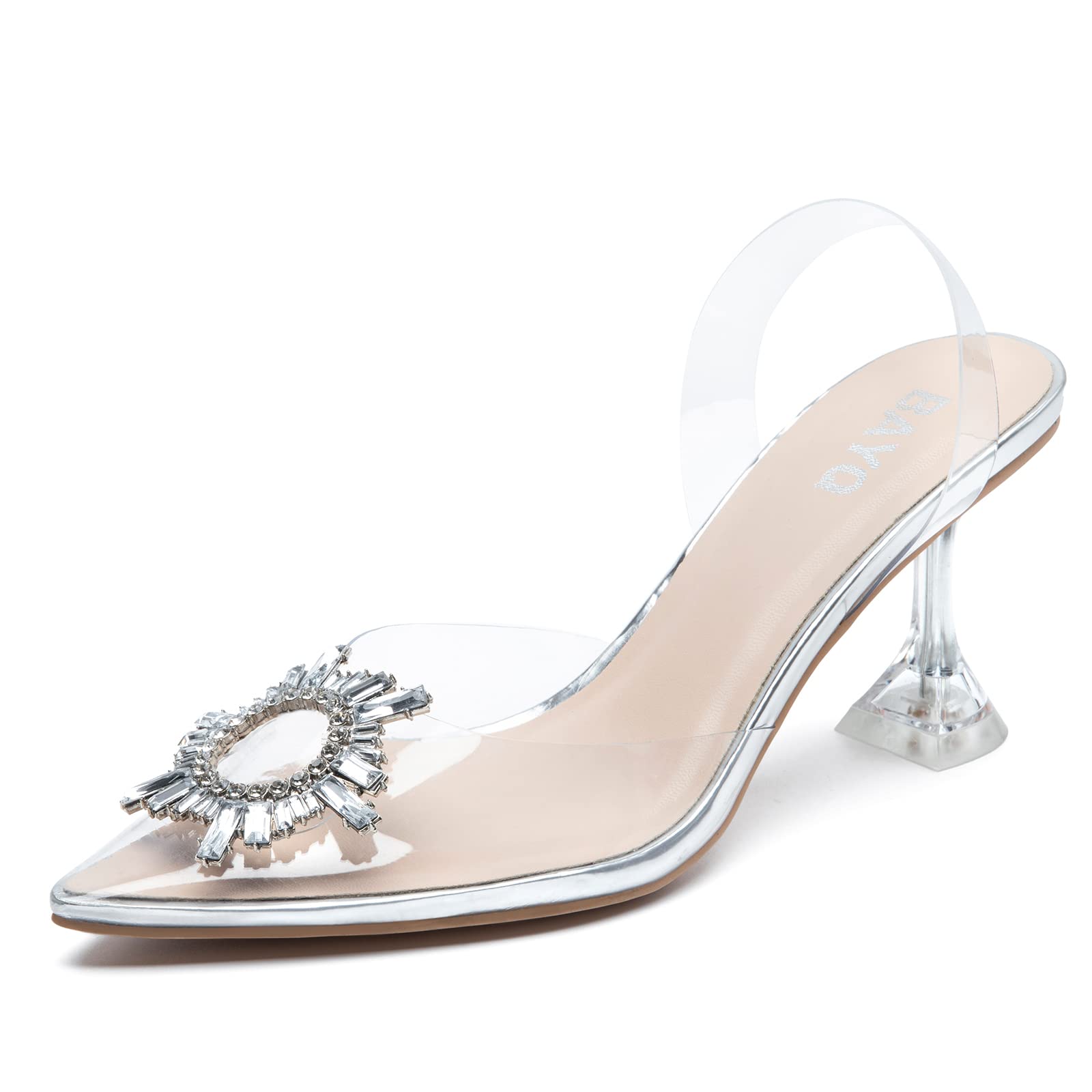 Women's Clear Heels Sandals - Wedding Pointed Toe Heel Sandals Clear ...