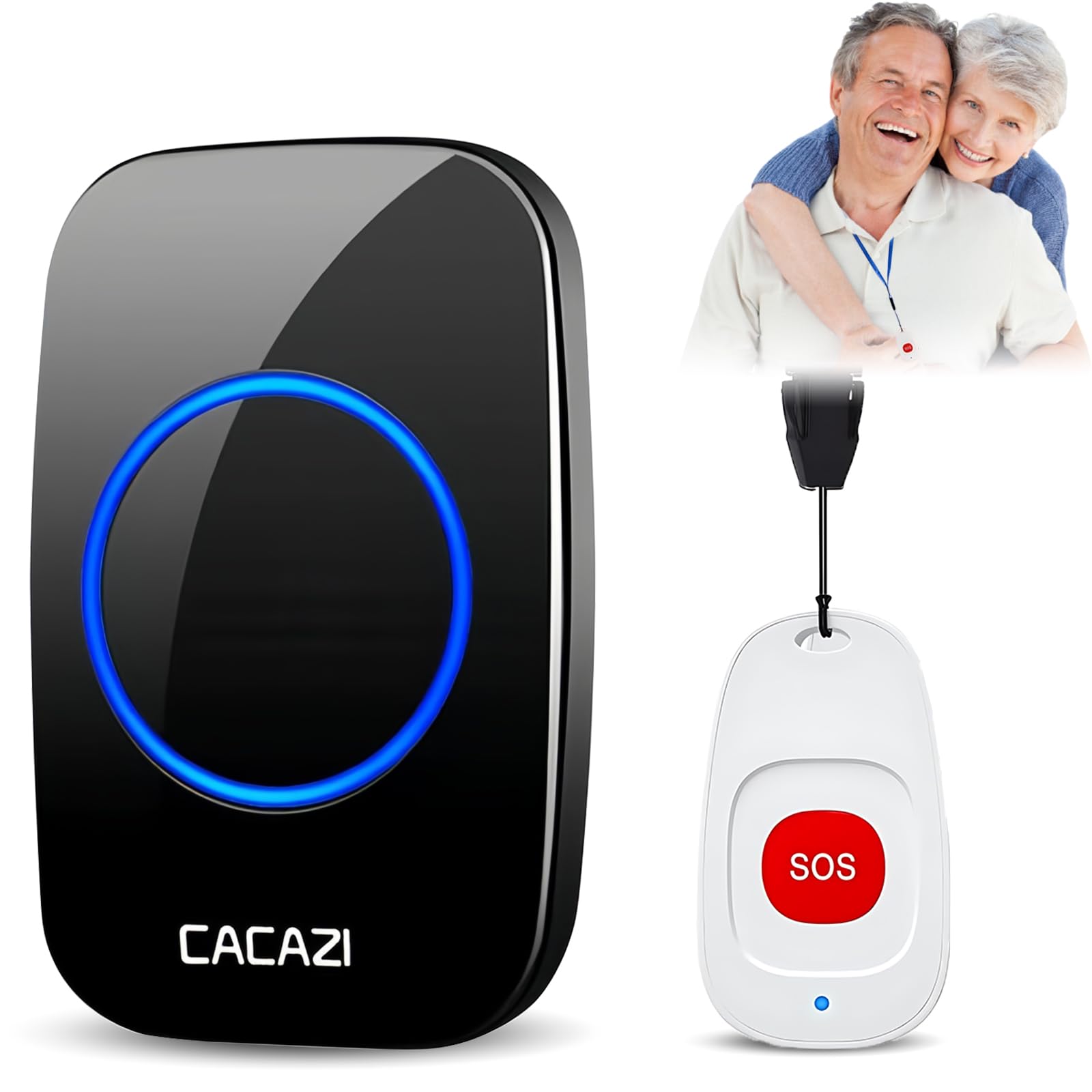 Botón inalámbrico de Alerta de Cuidador，alarmas para casa para el hogar ...