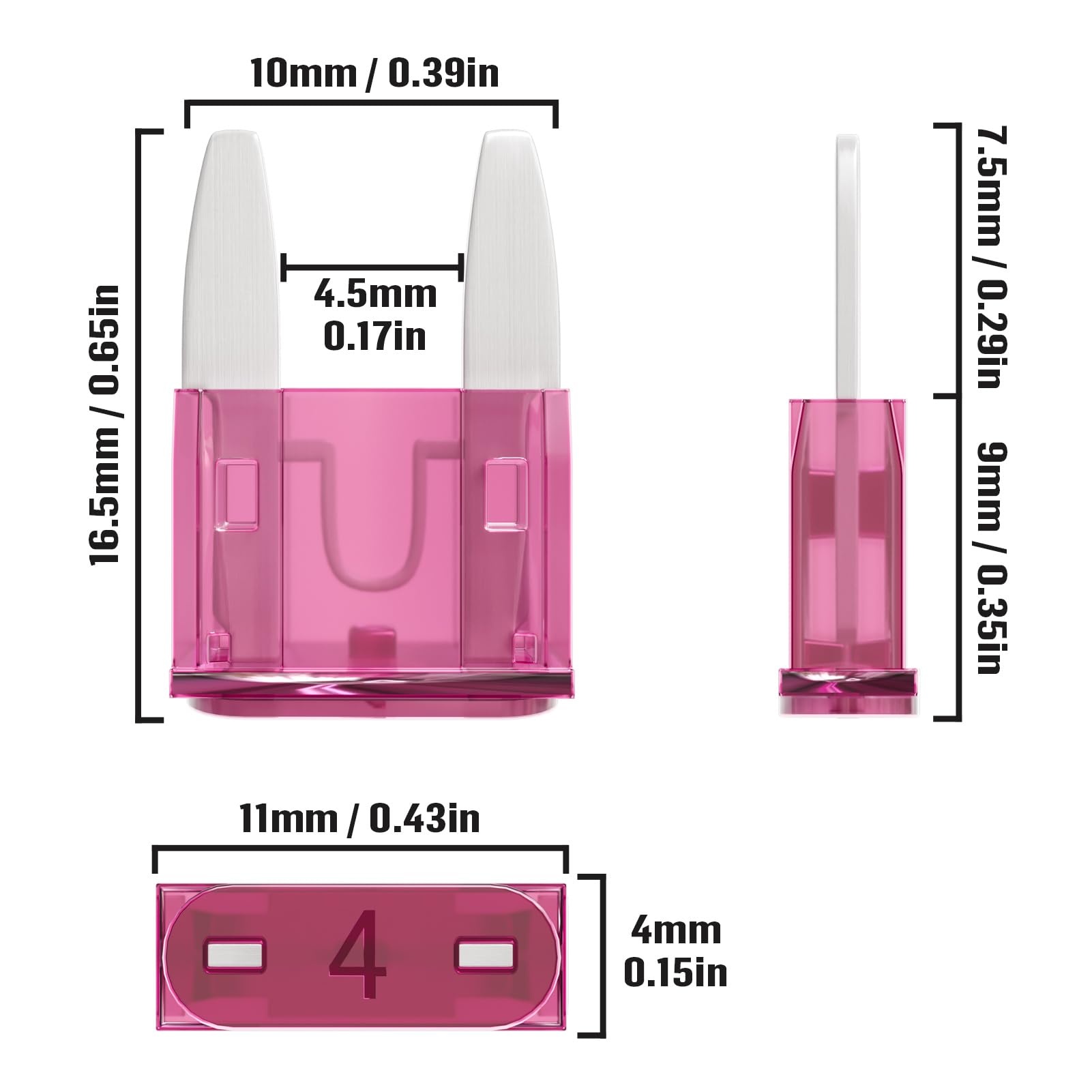 Snapklik.com : ALLECIN 4A Mini Fuse 4 Amp ATM APM Blade Car Fuses 4Amp ...