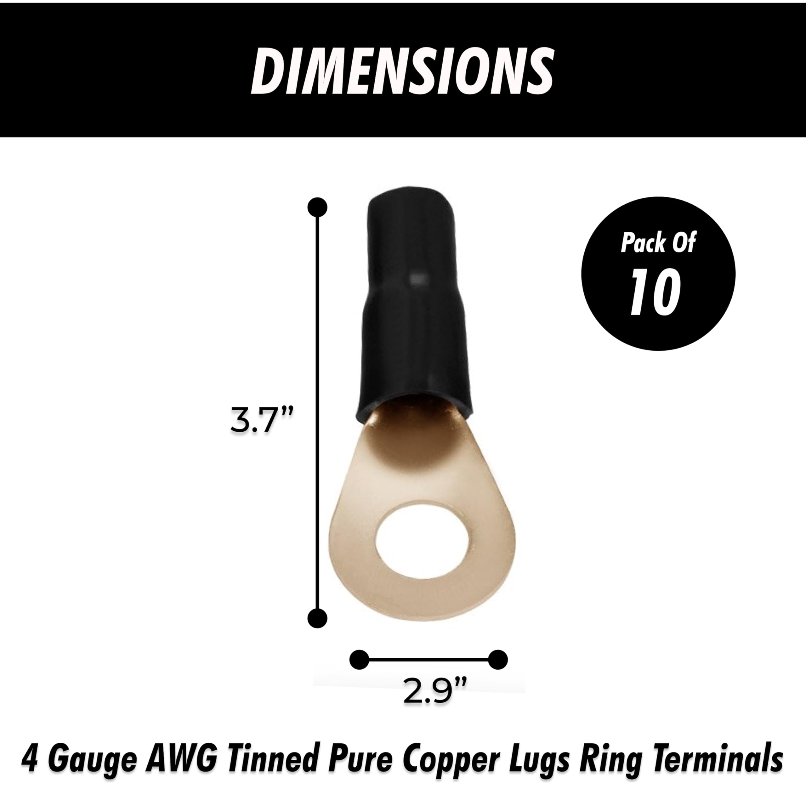Snapklik.com : InstallGear 4 Gauge Awg Crimp Ring Terminals Connectors ...