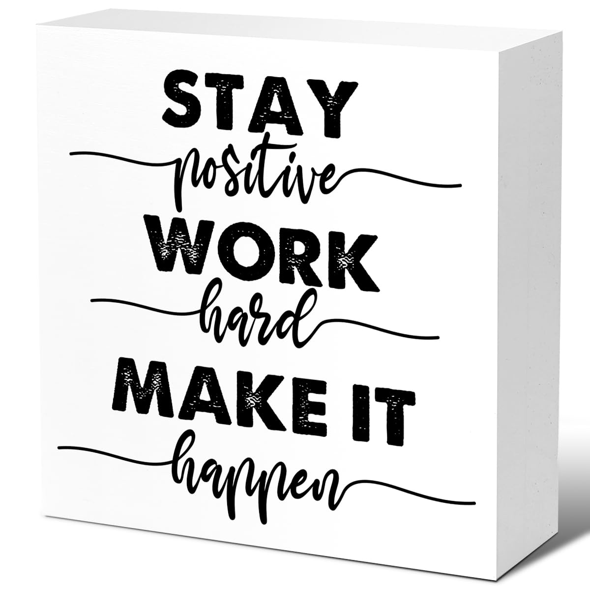 Amazon.com: Inspirational Wood Block Signs,Positive Work Hard Make it ...