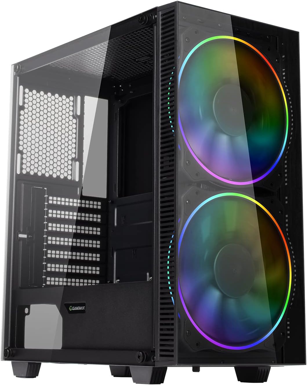 Amazon.com: Gaming Case Mid-Tower with Tempered Glass Side Panel ...