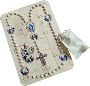 Amazon.com: FuWioR Wooden rosary board pray board，Mysteries Prayer Card ...