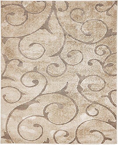 Amazon.com: Unique Loom Floral Shag Collection Area Rug-Carved, 8 ft x ...