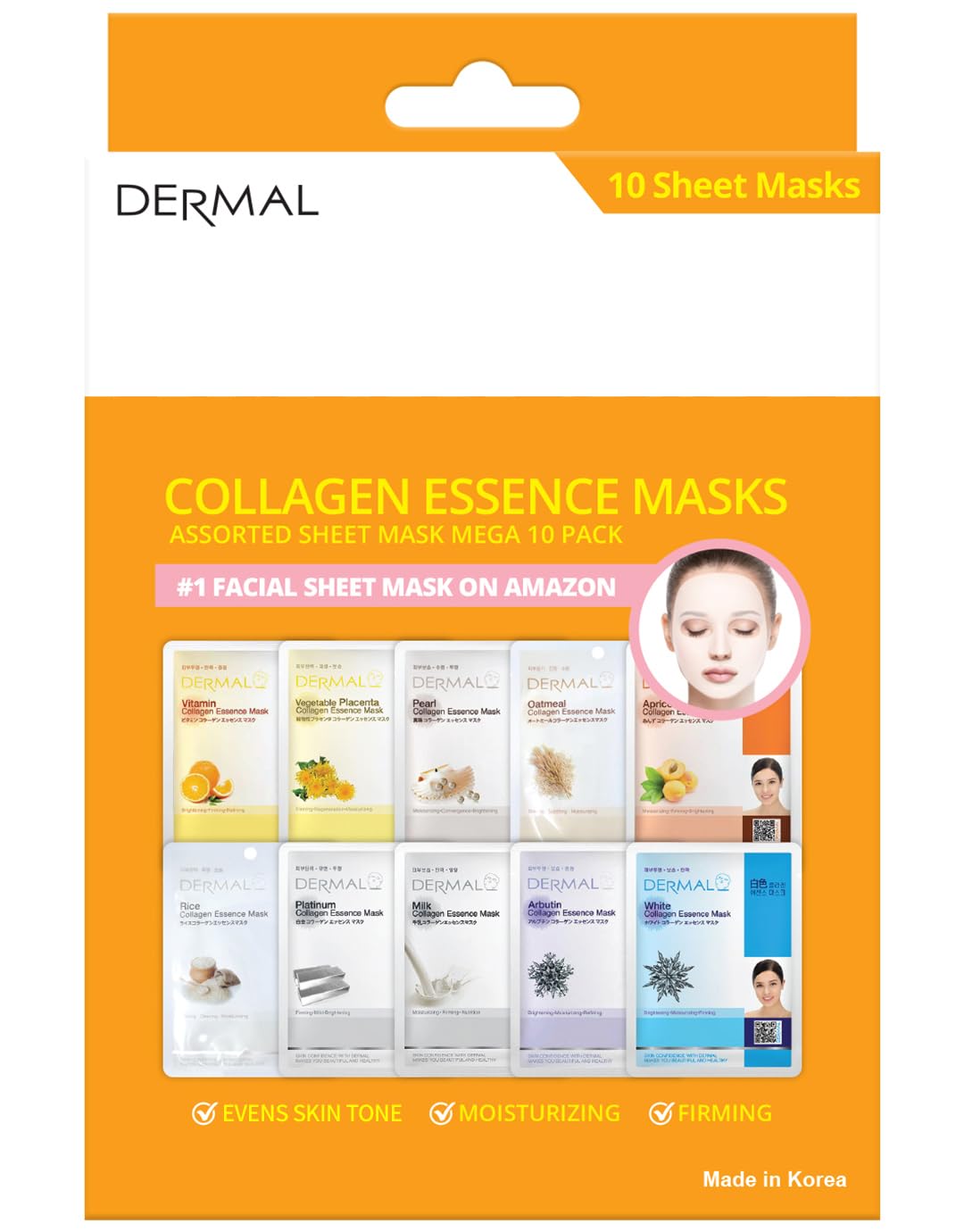 Amazon.com : DERMAL Brighten Collagen Essence Masks Assorted Sheet Mask ...