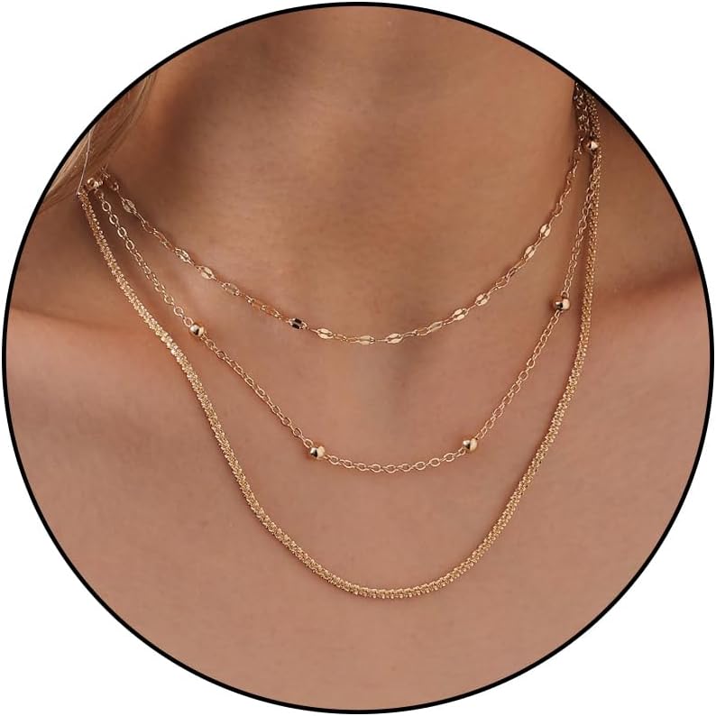 Amazon.com: WEDDINEN Gold Layered Necklaces Set for Women Thin Beaded ...