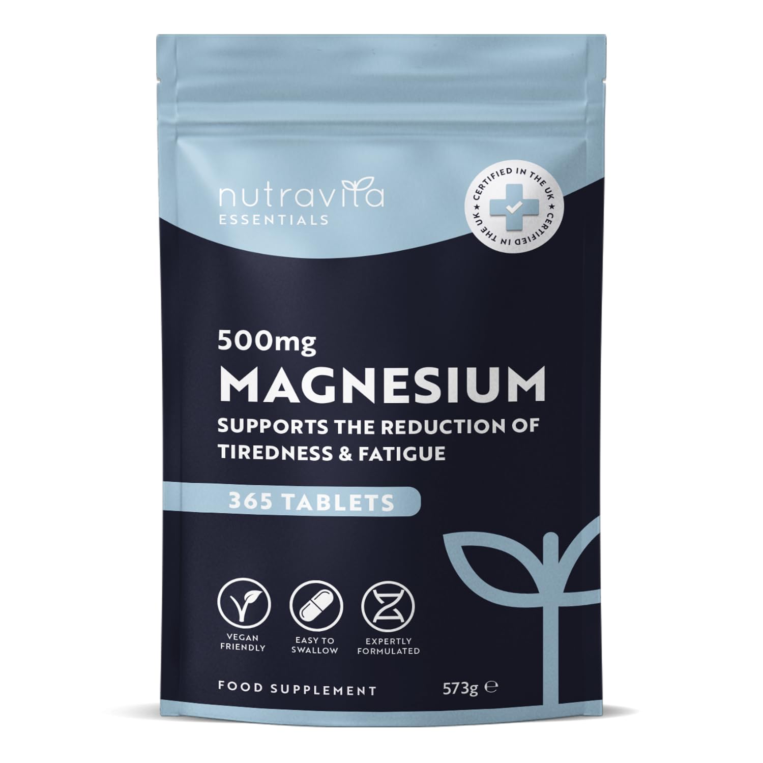 Magnesium Supplements 500mg - 365 Vegan High Strength Tablets – 1 Year ...