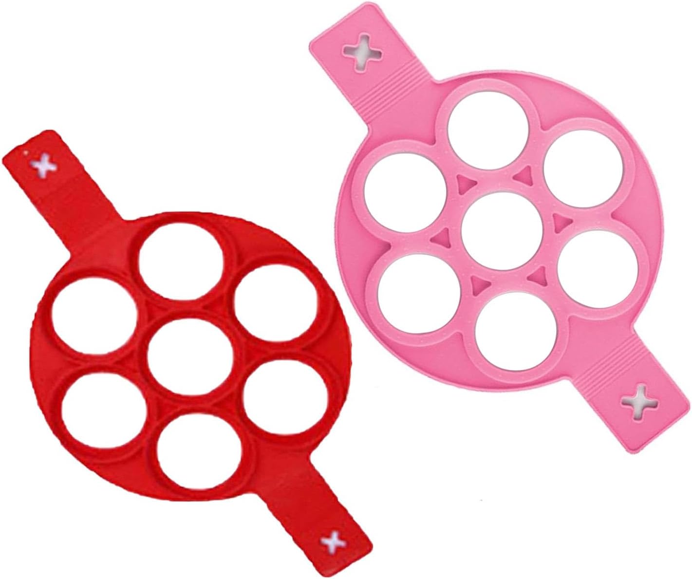 Amazon.com: Flip N Cook Pancake Maker - Silicone Molds (Round-Red+Round ...