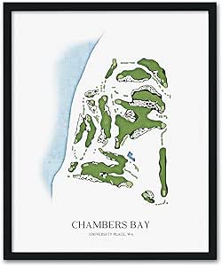 Amazon.com - CHAMBERS BAY COURSE MAP - FRAMED - Wall Art, Golf Artwork ...