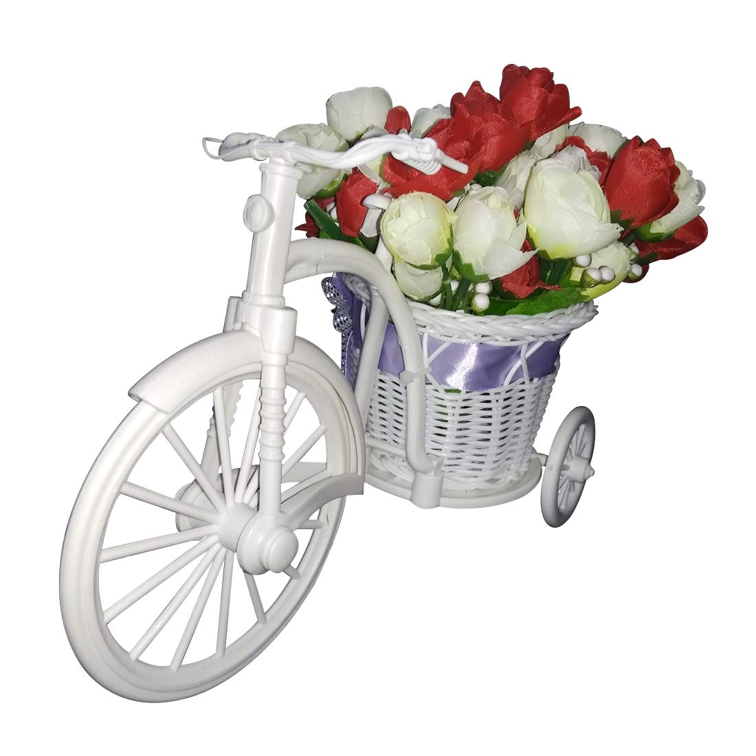 Buy Sky Trends Flower Cycle Red Rose White Flower Plastic Basket Cycle ...